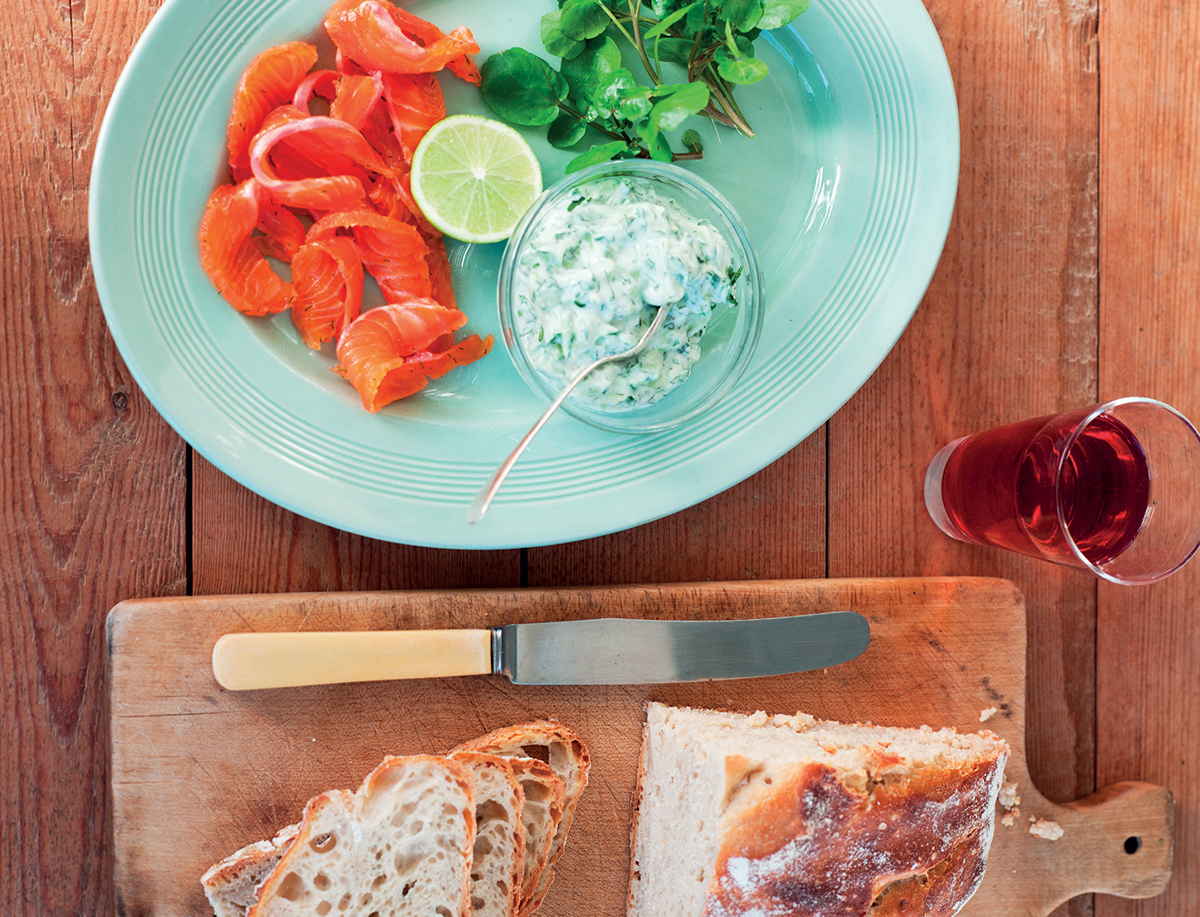 Trout Gravlax,Minted Cucumber & Yoghurt Sauce recipe | TASTE