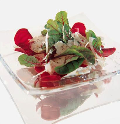Beetroot carpaccio and baby red chard recipe | TASTE