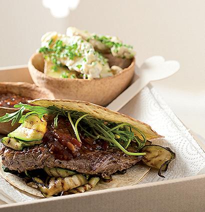 Chargrilled steak and rocket wraps recipe | Woolworths TASTE