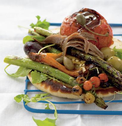 Griddled pesto vegetables on pitta | Woolworths TASTE