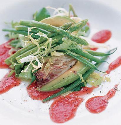 Mixed green salad with strawberry, honey and verjuice dressing ...