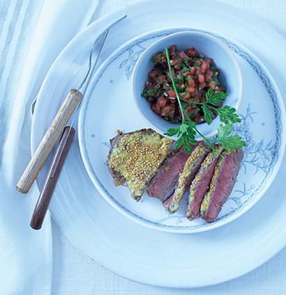 Mustard roast beef with fresh tomato sauce | Woolworths TASTE