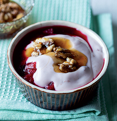 Poached Plums & Black Cherry Yogurt Recipe | WW TASTE