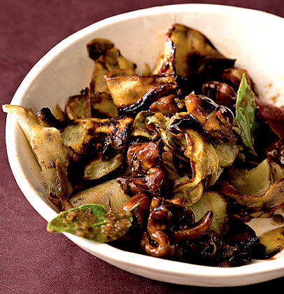 Roasted sweet-potato shavings with chicken and anchovies | Woolworths TASTE