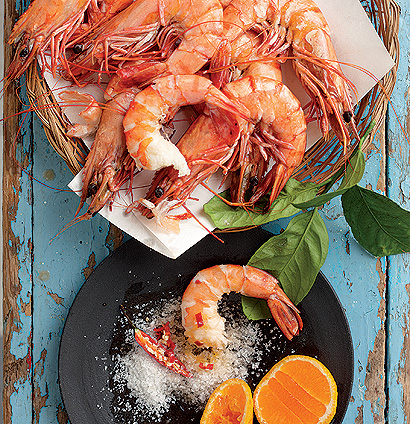 Steamed prawns & hot pepper mandarin salt recipe | TASTE