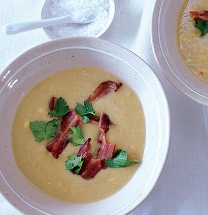 Sweet potato, corn and chilli chowder with crispy bacon | Woolworths TASTE