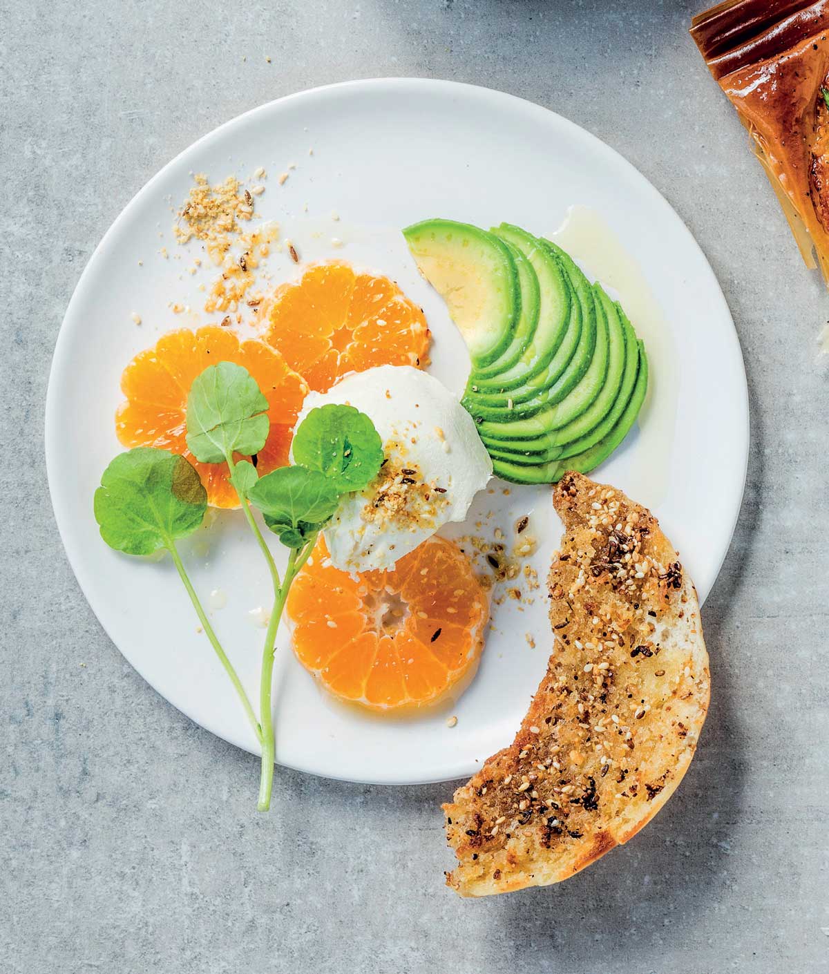 Avo-and-orange watercress salad with homemade labneh and crispy dukkah ...