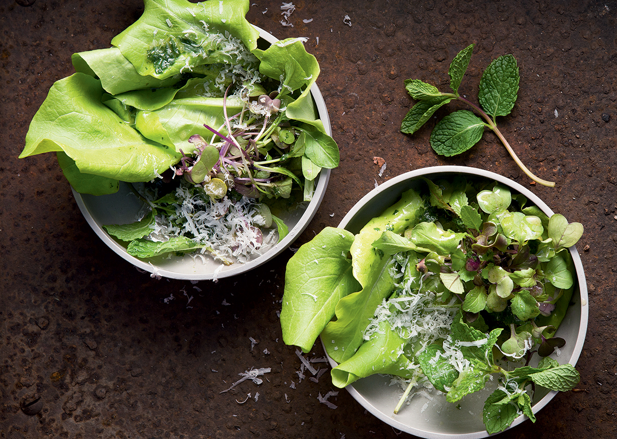 Mint-and apple-dressed garden lettuce bowls | Woolworths TASTE