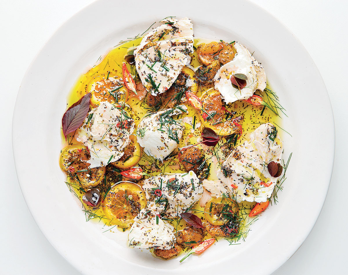Marinated bocconcini with chilli, orange, basil and poppy seeds ...