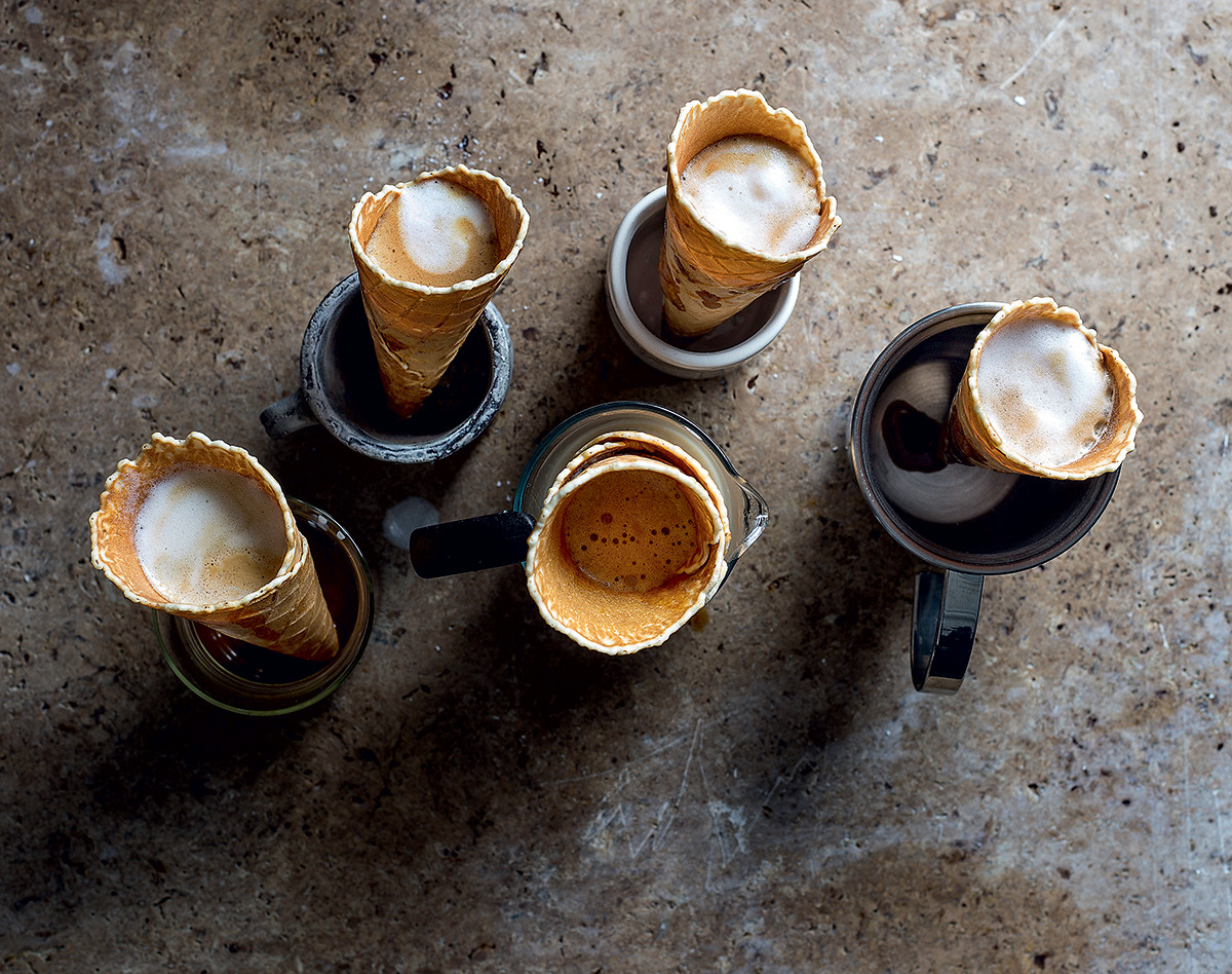 Homemade mocca in a cone