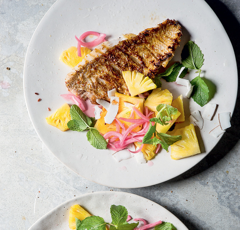 BBQ fish pineapple slaw recipe | Woolworths TASTE