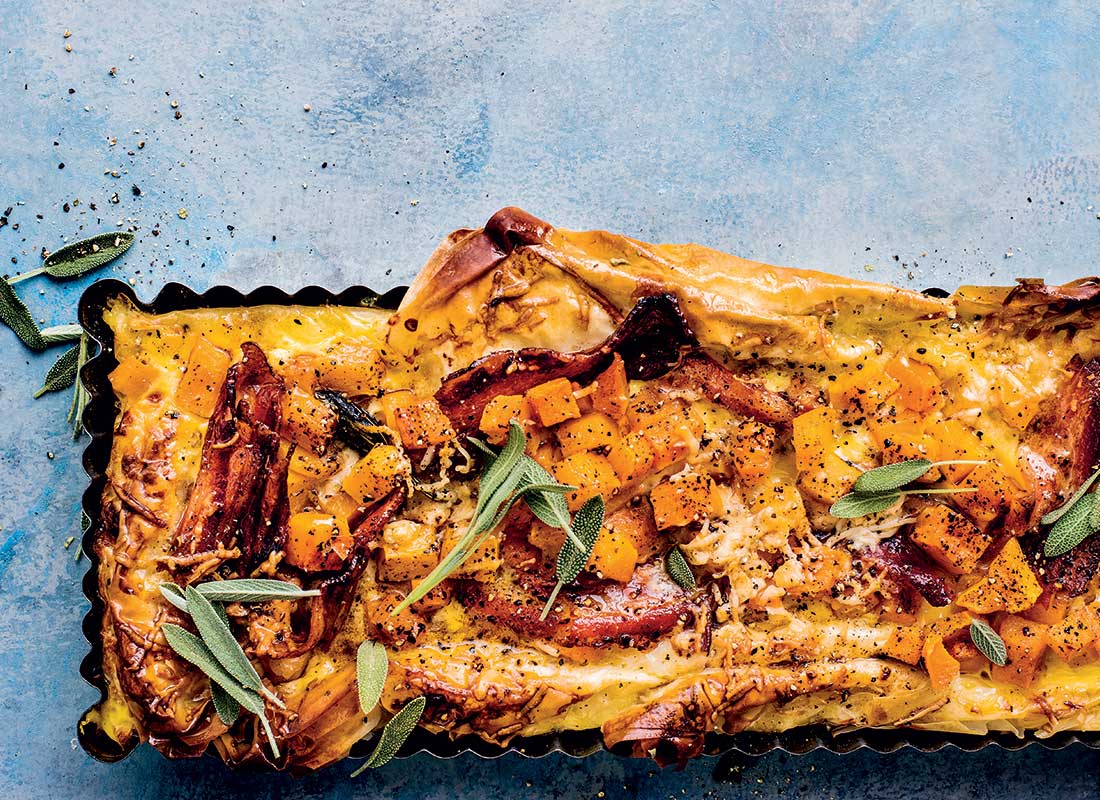 Cheesy butternut-and-bacon tart | Woolworths TASTE