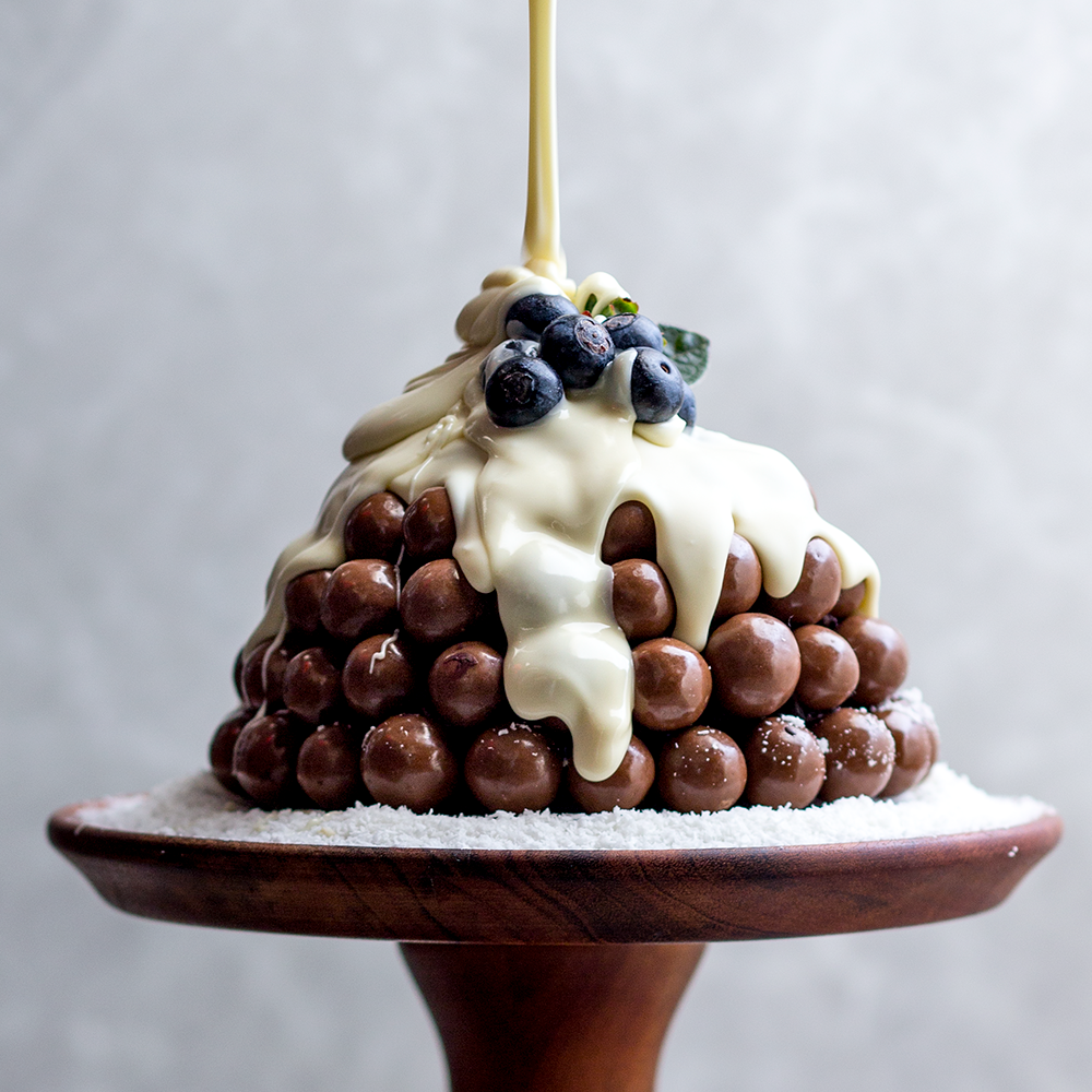 Next-level Chuckles-studded Christmas pudding