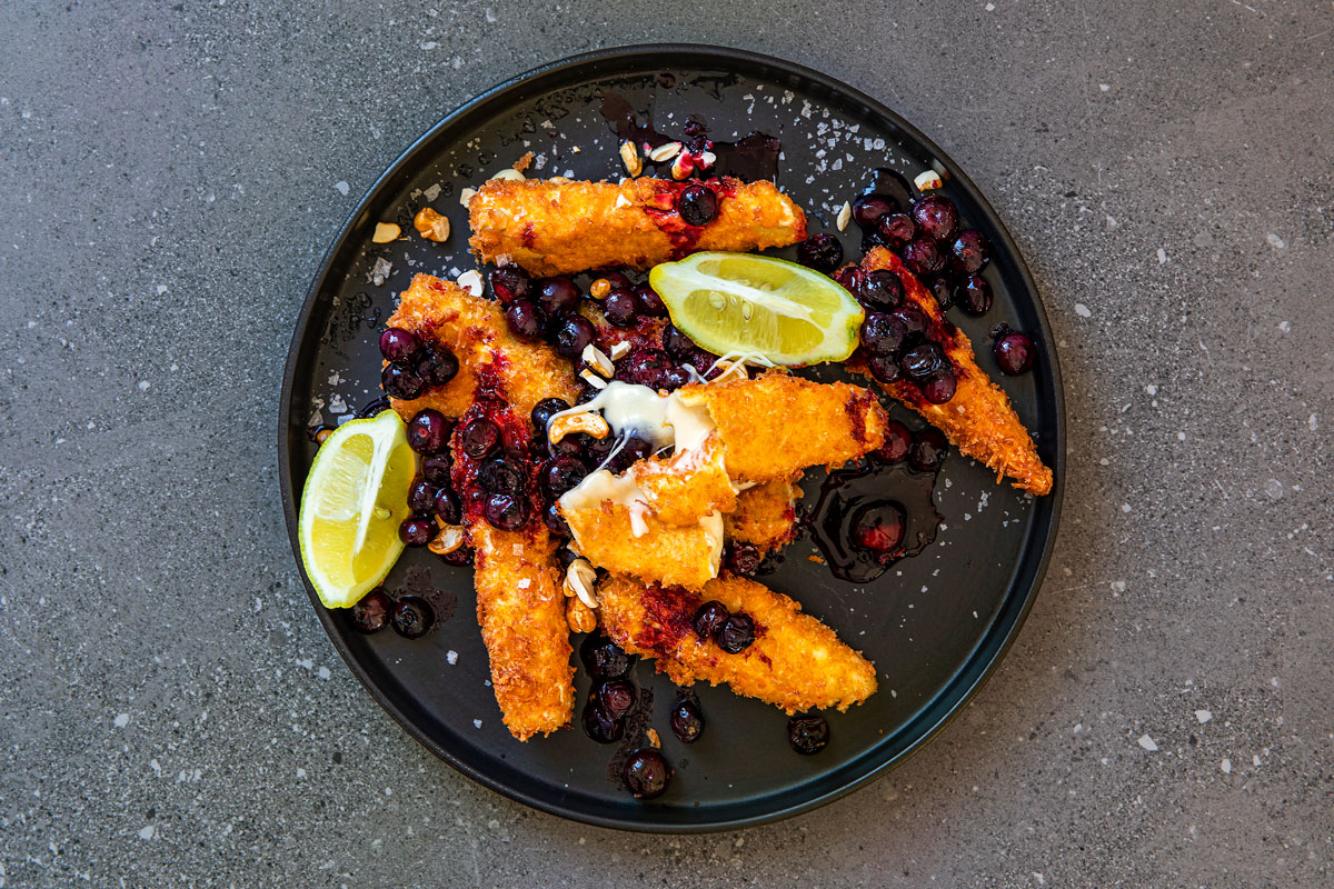 Panko-crumbed Brie with blueberry coulis | Woolworths TASTE