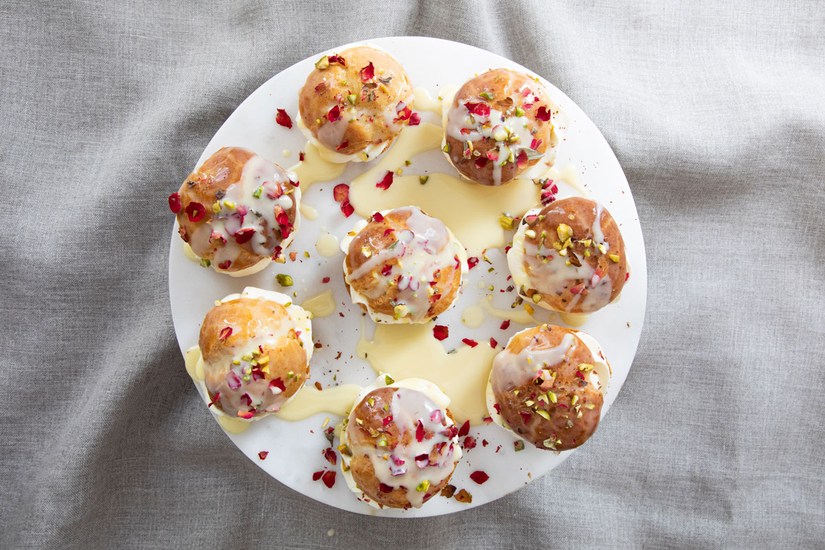 Rose-and-pistachio éclairs | Woolworths TASTE