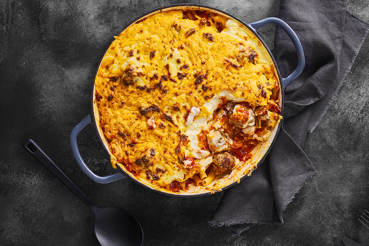 Boerewors meatball pasta bake recipe | Woolworths TASTE