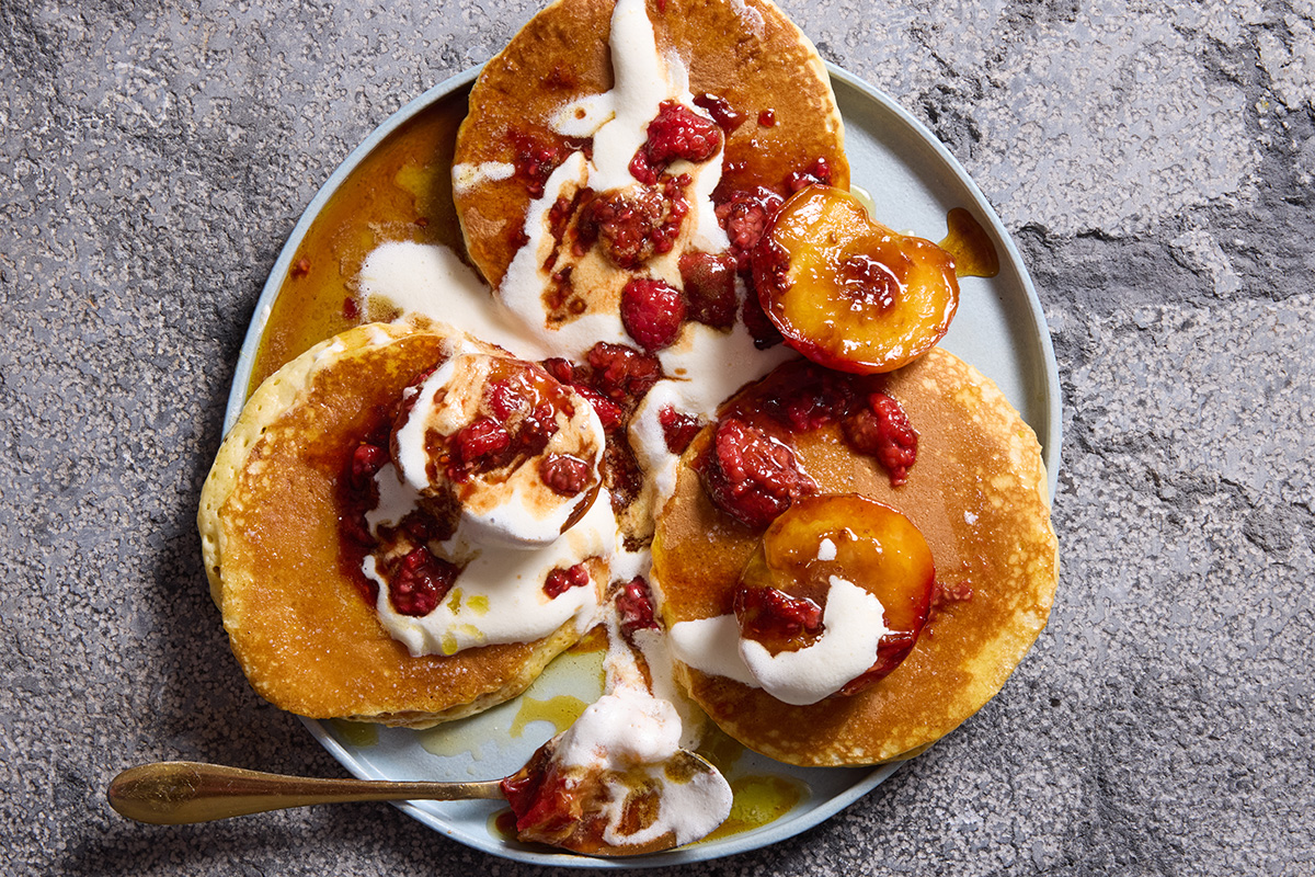 Flapjacks with braaied Melba fruit | Woolworths TASTE