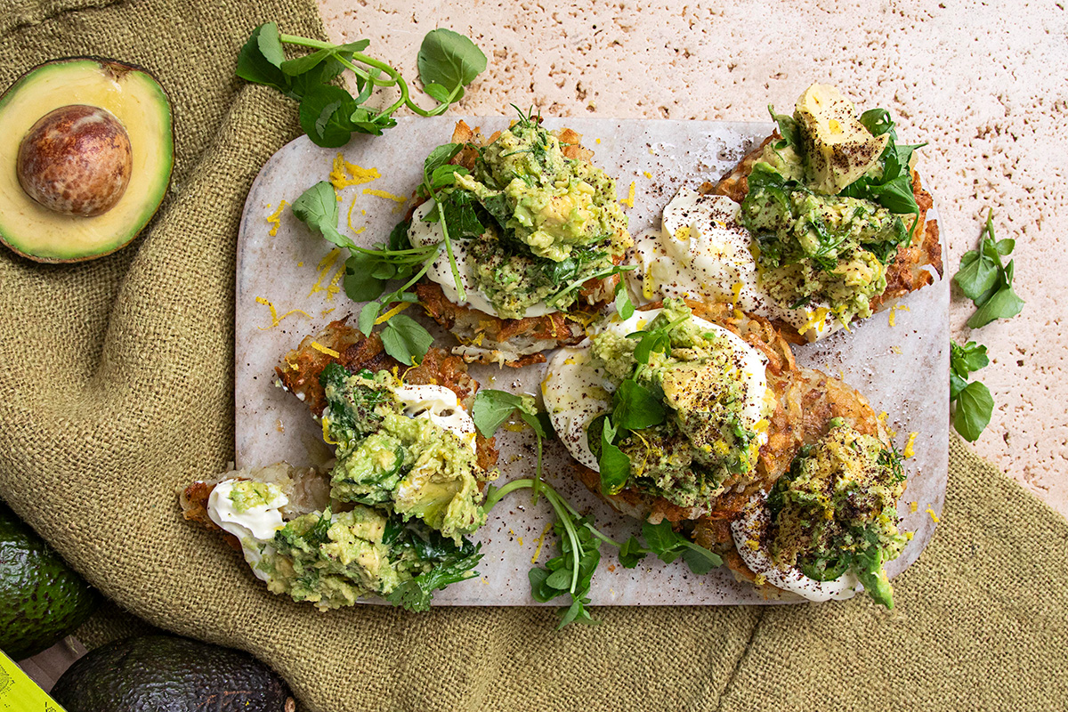 Hash browns with avo smash | Woolworths TASTE