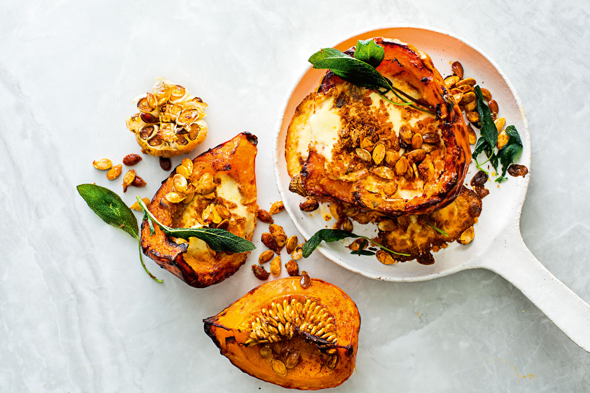 Cheesy filled braaied pumpkin | Woolworths TASTE