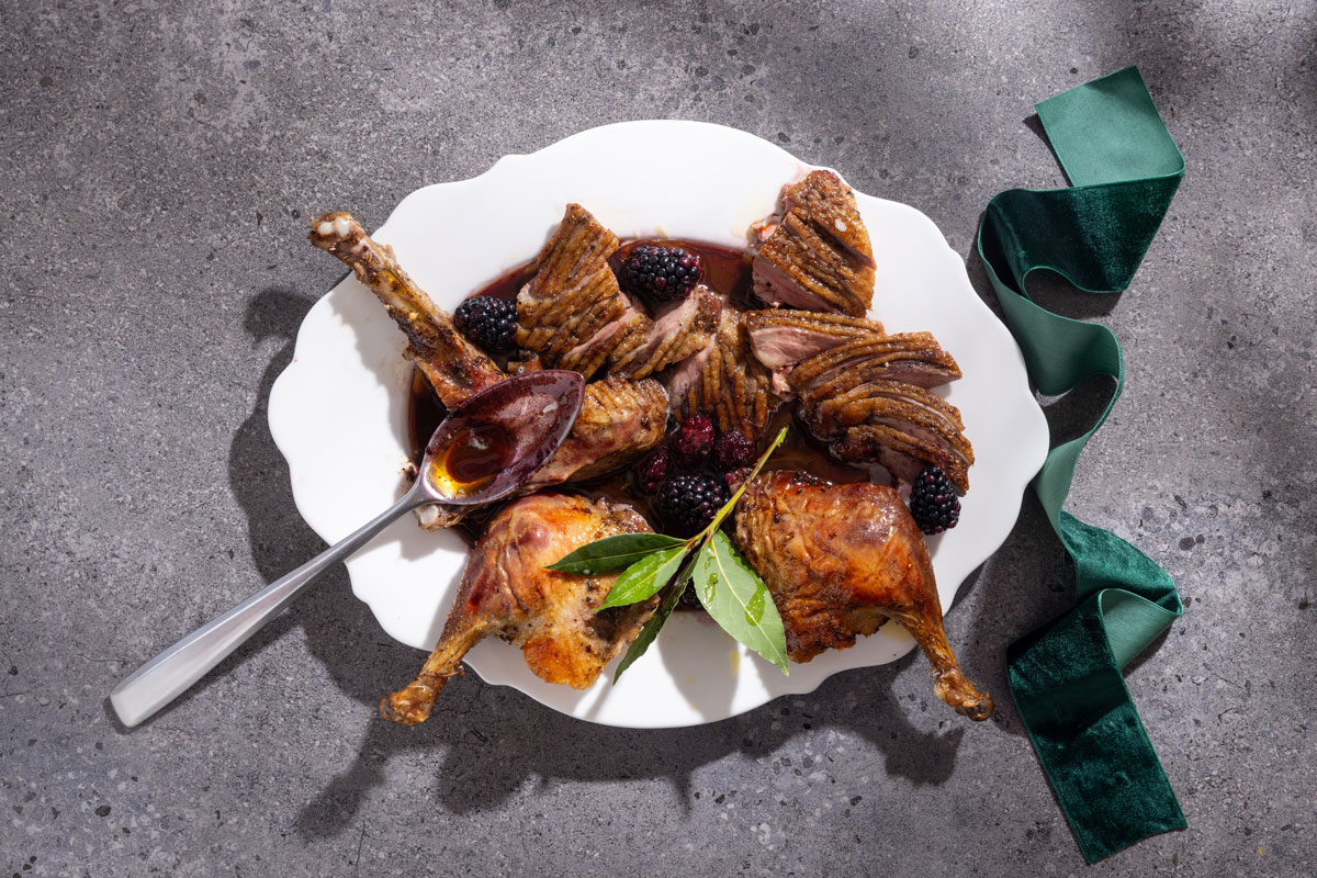 Roast duck with blackberry Port sauce | Woolworths TASTE